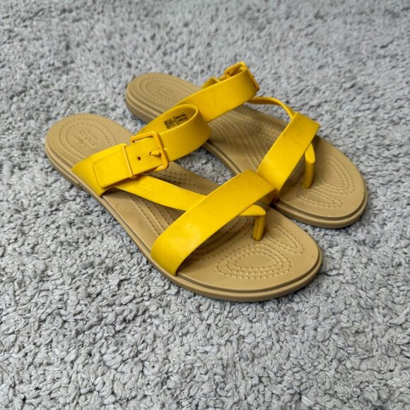 CROCS | Shoes | Crocs Tulum Toe Post Sandals Yellow Slip On Strap ...